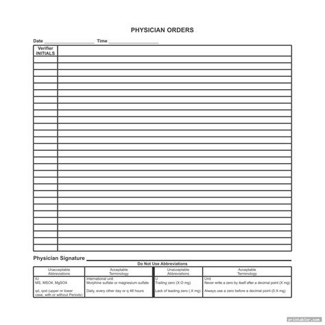 Physician Order Form Template At A Glance