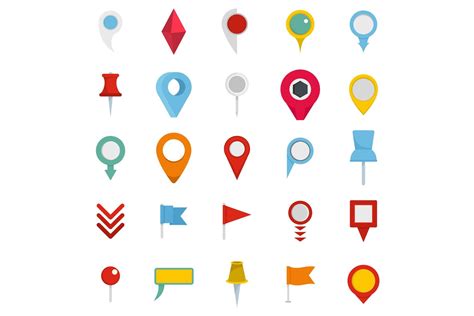 Map Pointer Icons Set Flat Style Graphic By Anatolir56 Creative Fabrica