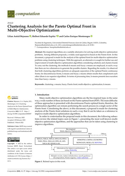 Pdf Clustering Analysis For The Pareto Optimal Front In Multi
