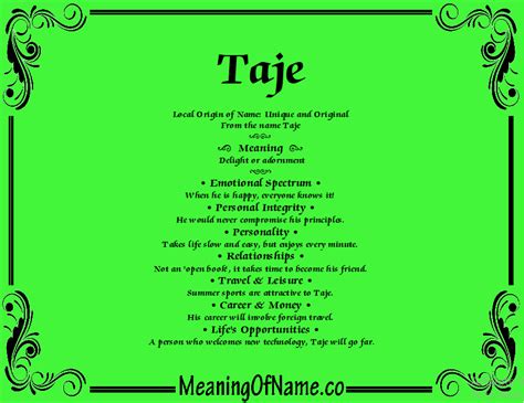Taje - Meaning of Name