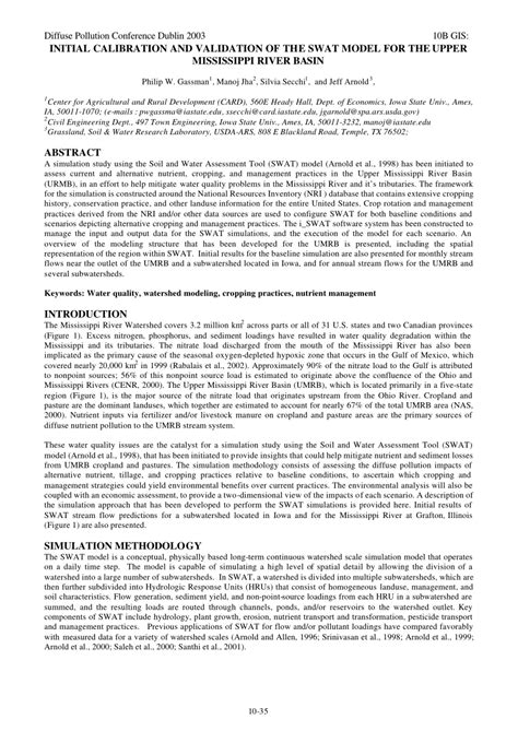 Pdf Initial Calibration And Validation Of The Swat Model For The Upper Mississippi River Basin