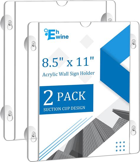 Ehwine Acrylic Window Sign Holder 8 5 X 11 Inch With 4 Suction Cups