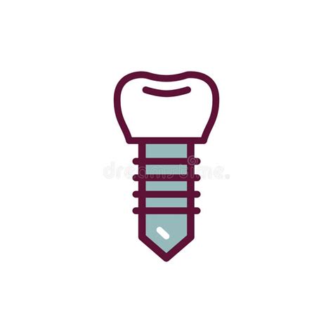 Artificial Tooth Line Icon Isolated Vector Element Stock Vector Illustration Of Abutment