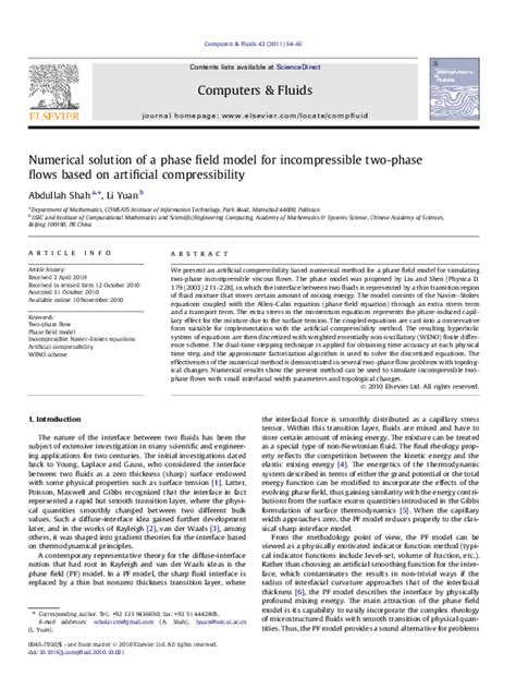 pdf numerical solution of a phase field model for incompressible two