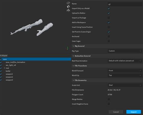 problem with importing armature and animations from blender art