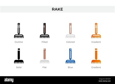 Rake Icon In Different Style Rake Vector Icons Designed In Outline Solid Colored Filled