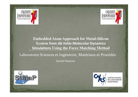 Pdf Embedded Atom Approach For Metal Silicon System From Ab Initio Molecular Dynamics