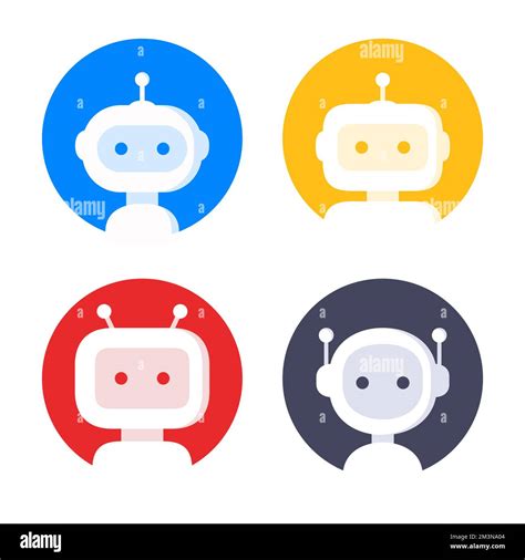Robot In Circle Icon Set Bot Sign Design Chatbot Symbol Logo