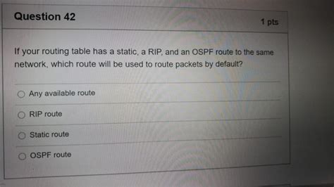 Solved Question Pts If Your Routing Table Has A Static Chegg