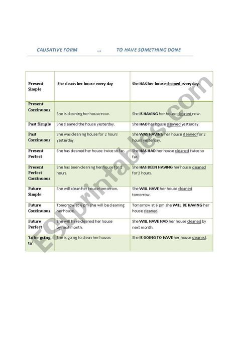 Causative Form To Have Something Done Esl Worksheet By Renatanandi