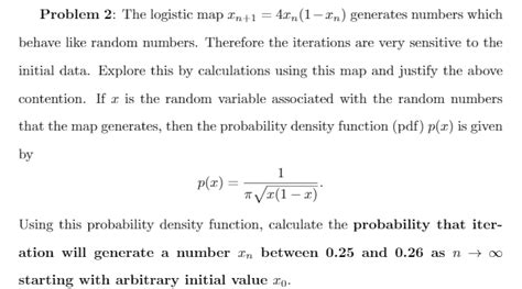 Problem The Logistic Map In N In Chegg