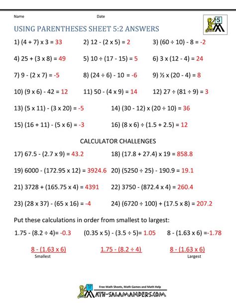 Pemdas Problems Practice Order Of Operations