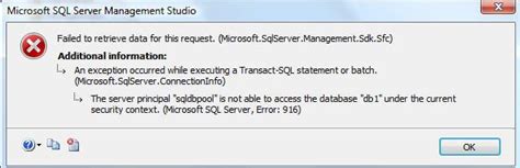 How To Fix SQL Server Error 916 Server Principal Unable To Access The Database