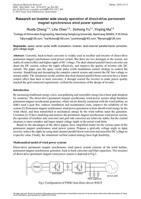 Research On Inverter Side Steady Operation Of Direct Drive Permanent Magnet Synchronous Wind