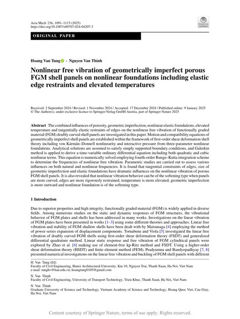 Nonlinear Free Vibration Of Geometrically Imperfect Porous Fgm Shell