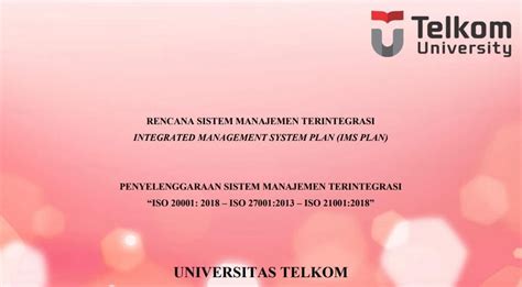 Integrated Management System Plan Ims Plan Direktorat Pusat Teknologi Informasi