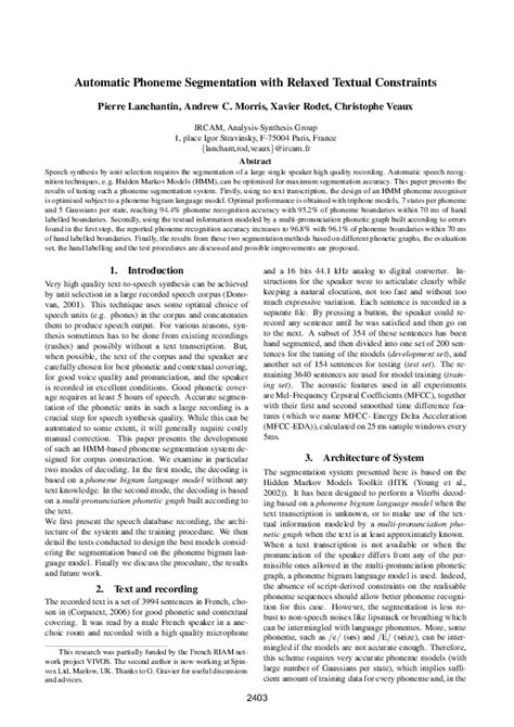 Pdf Automatic Phoneme Segmentation With Relaxed Textual Constraints