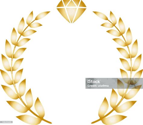 황금 월계관 화환 프레임과 다이아몬드 일러스트 소재의 일러스트 0명에 대한 스톡 벡터 아트 및 기타 이미지 0명 1위 감탄 Istock