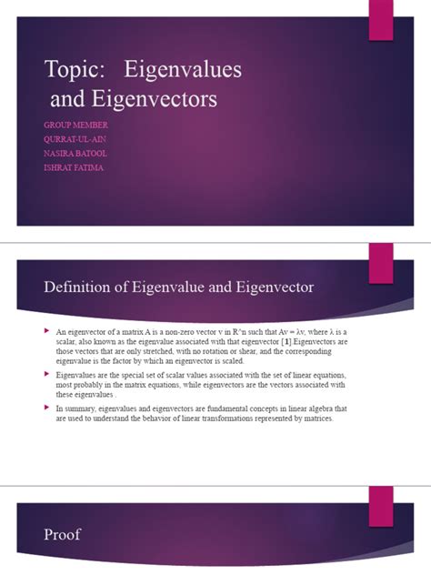 Maths Presentation Pdf Eigenvalues And Eigenvectors Matrix