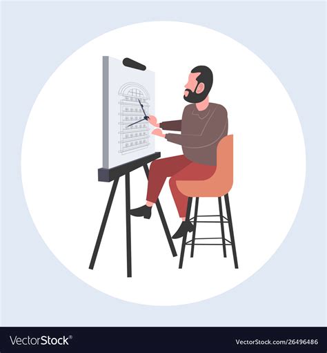 Man Architect Using Compass Engineer Drafting Vector Image