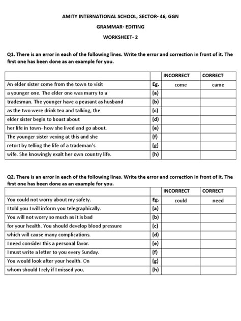 Integrated Grammar Worksheet 2 Pdf