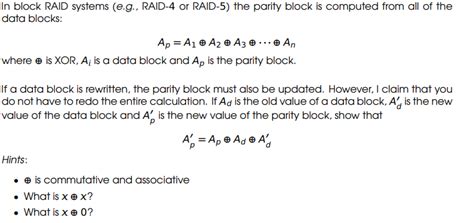 Solved In Block Raid Systems Eg ﻿raid 4 ﻿or Raid 5 ﻿the