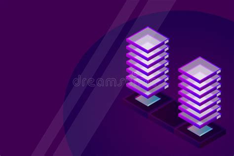 Server Room Isometric Vector Futuristic Technology Of Data Protection And Processing