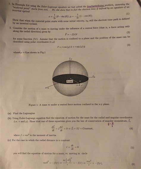Solved In Example Using The Euler Lagrange Material Chegg