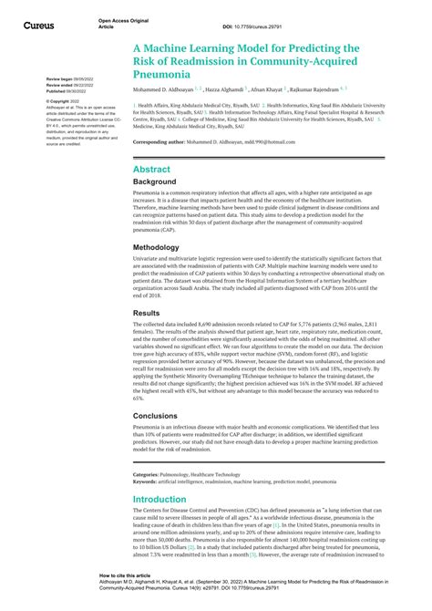pdf a machine learning model for predicting the risk of readmission