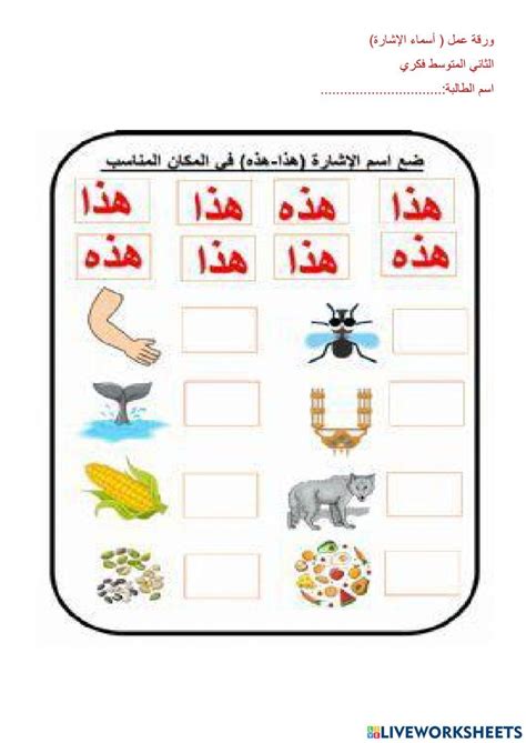 اسماء الاشارة Online Exercise For Live Worksheets