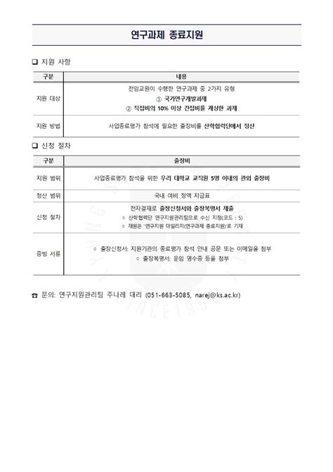 연구과제 종료지원 산학협력단