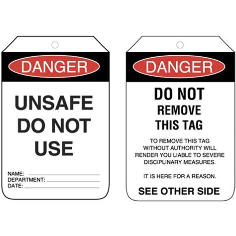danger unsafe do not use card safety tags pack of 100 safety