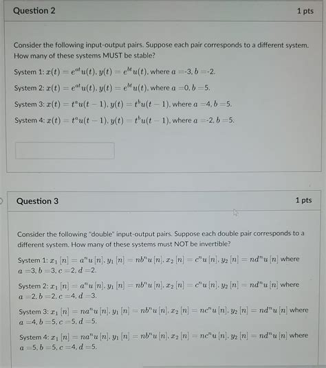 solved question 2 1 pts consider the following input output