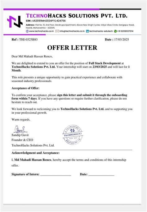 Fullstackdevelopment Internship Techjourney Careergrowth Md Mahadi Hassan Renco