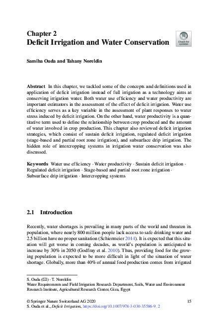 Pdf Deficit Irrigation And Water Conservation