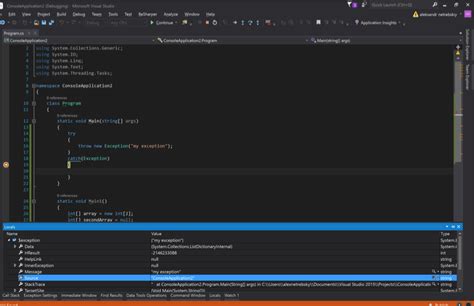 Visual Studio C Get Exception Message In Catch Exception Block