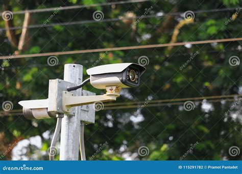 Cctv Camera Select Focus With Shallow Depth Of Field Stock Photo Image Of Cable Rusty