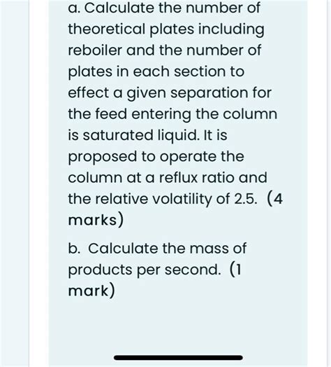 Solved A Calculate The Number Of Theoretical Plates