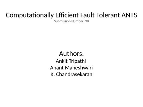 Pdf Computationally Efficient Faulttolerant Ants