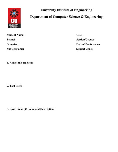 Lab MST Worksheet Department Of Computer Science Engineering Babe Name UID Branch