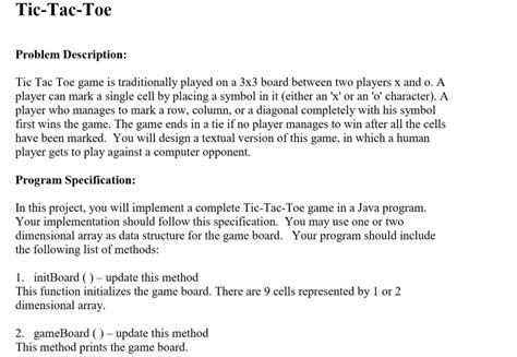 Solved Tic Tac Toe Problem Description Tic Tac Toe Game Is