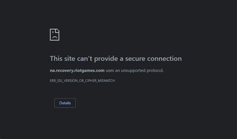 Forgot Password Link Leads To Errsslversionorciphermismatch Error