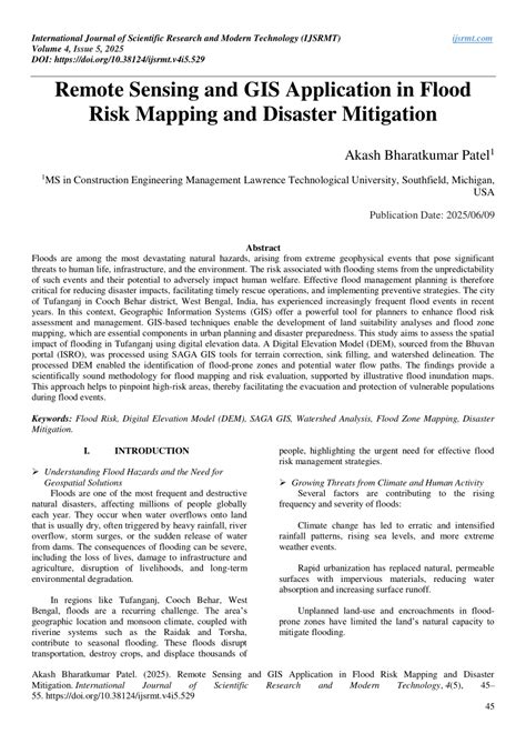 Pdf Remote Sensing And Gis Application In Flood Risk Mapping And Disaster Mitigation