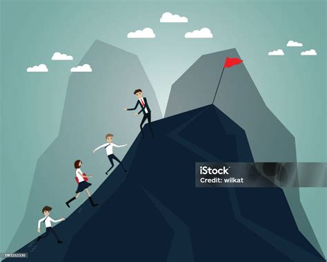 성공을위한 자신의 비전을 보여주는 좋은 지도자의 평면 디자인 개념 비즈니스 팀 실행리더 벡터 일러스트레이션을 따릅니다 기회에 대한 스톡 벡터 아트 및 기타 이미지 Istock