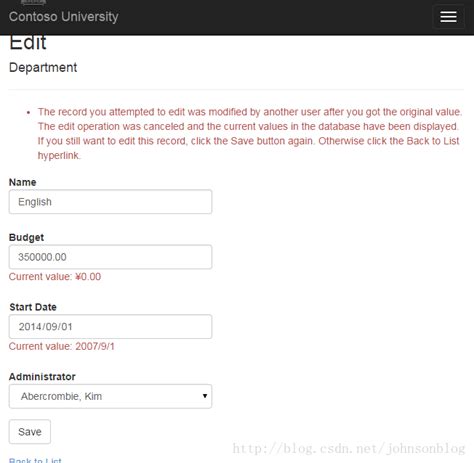 Mvc5 Entity Framework学习（10）：处理并发 Plum Wine Blog 青梅酒博客