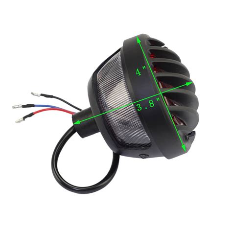 Black Rodder Finned Led Taillight Tail Brake Lamp Red Grill Round Un