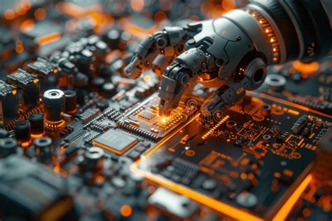 Close Up Of Computer Motherboard Under Microscope Stock Photo Image Of Manufacturing