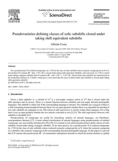 pdf pseudovarieties defining classes of sofic subshifts closed under