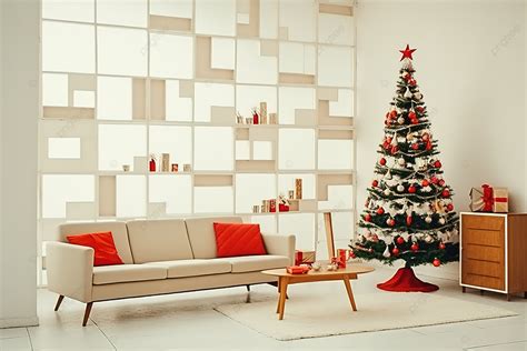 크리스마스 트리와 흰색 거실의 장식 몇 개 거실 겨울 계절 배경 일러스트 및 사진 무료 다운로드 Pngtree