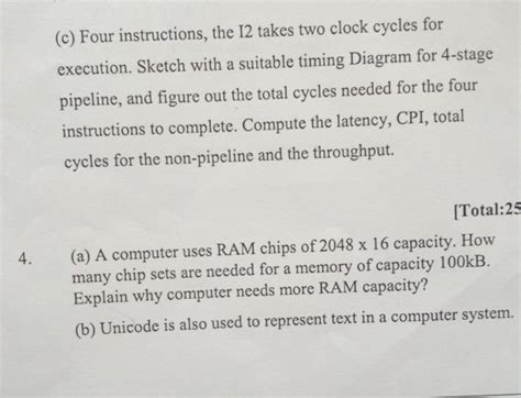 Solved C Four Instructions The 12 Takes Two Clock Cycles
